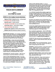 Eco Prep and Clean Tech Data Sheet